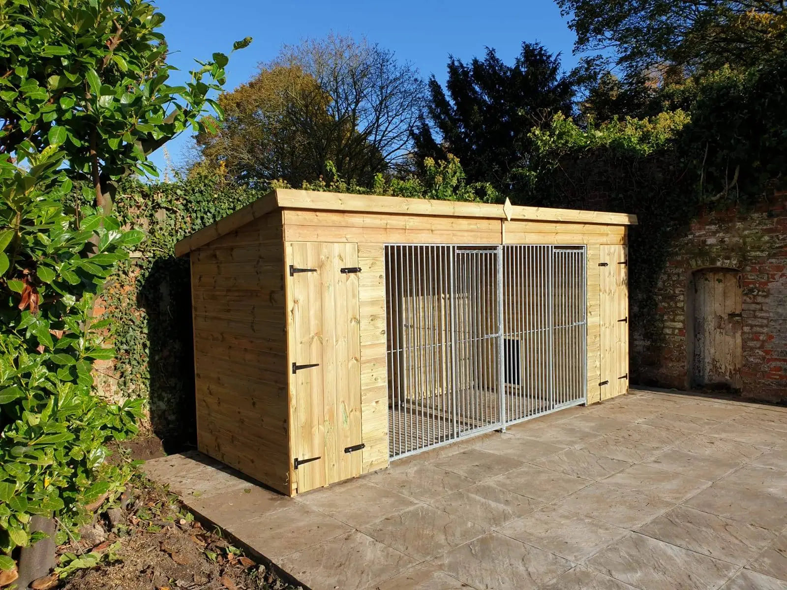 15 X 4 ft Pent Duo Kennel | Installation Included – Benchmark Kennels